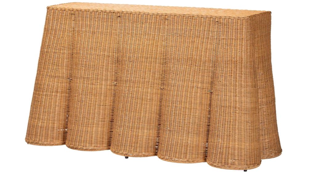 Honey Rattan Ruffle Console Table - Borrowed Charm