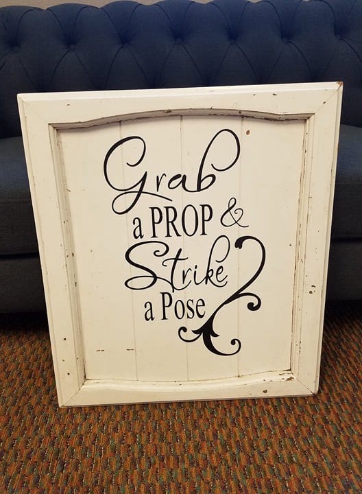 Sign - "Grab a Prop" White - Danner and Soli Event Rental