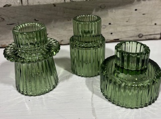 Candlestick - Green Glass Assorted - Danner and Soli Event Rental