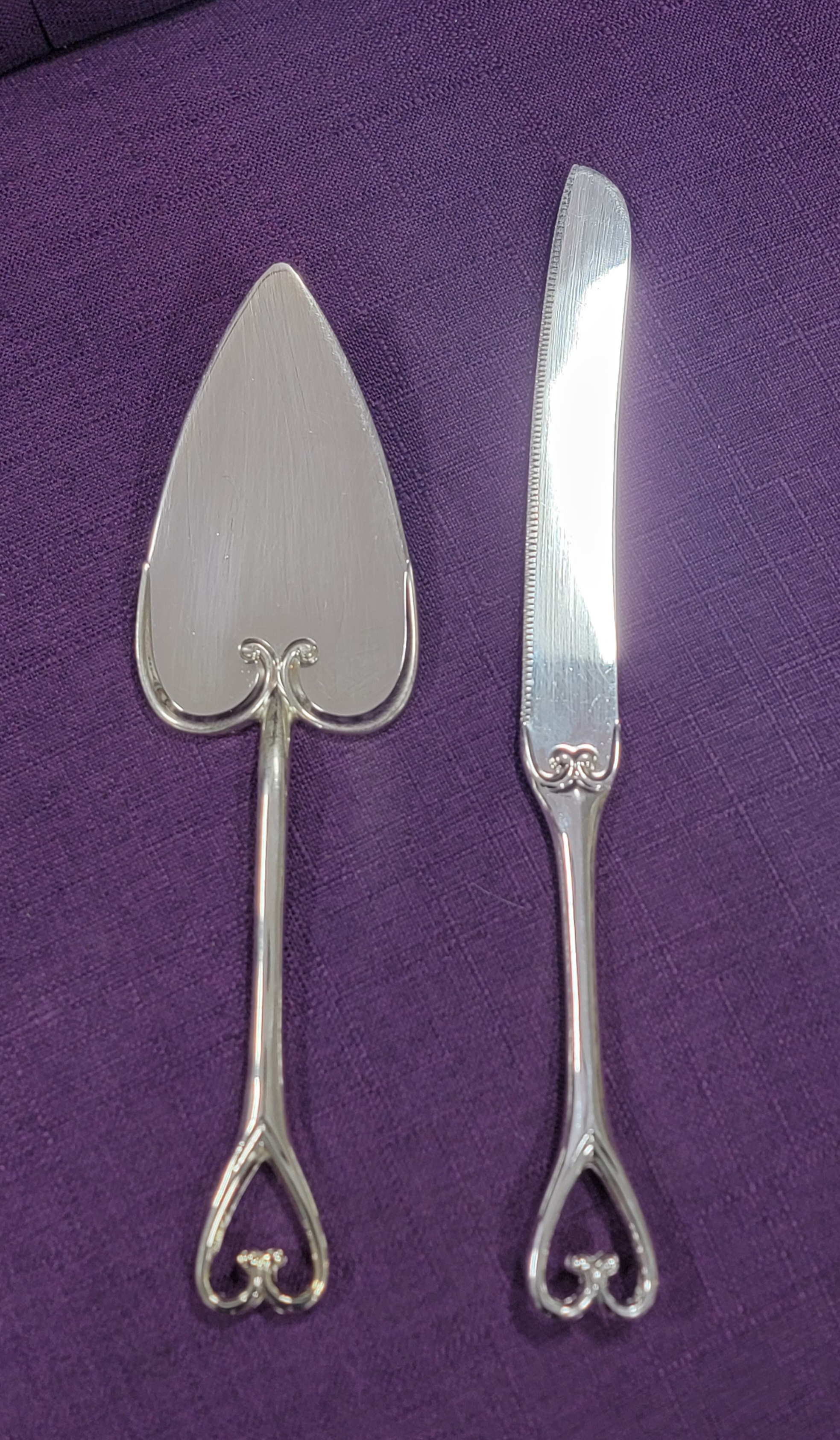 z597 silver heart cake knife and server set - For the Love of Pete ...