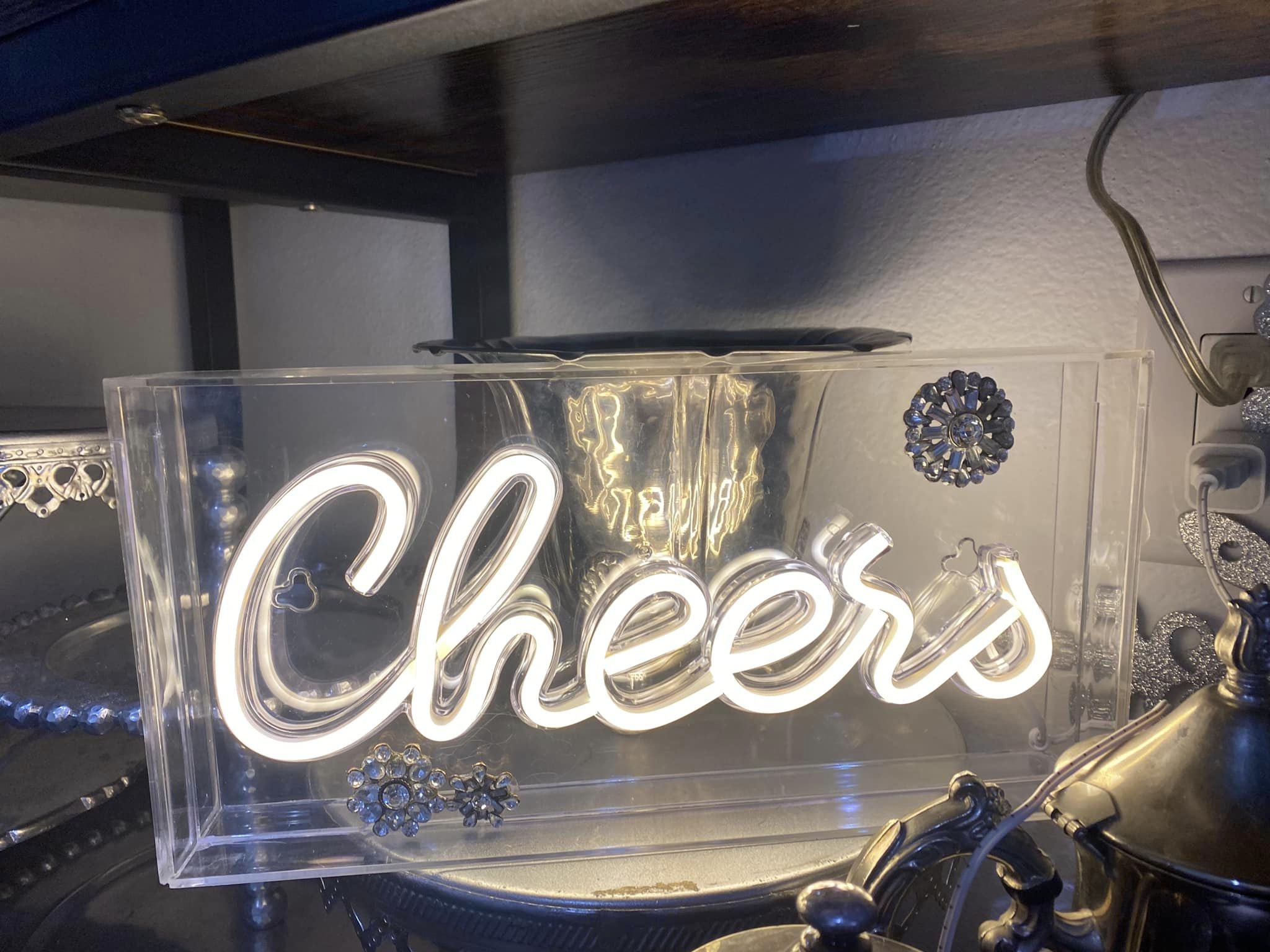s201 neon cheers sign with bling - For the Love of Pete – Salem, Oregon