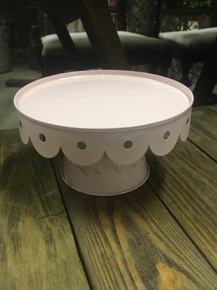 Z488 pink metal cake plate stand small - For the Love of Pete – Salem ...