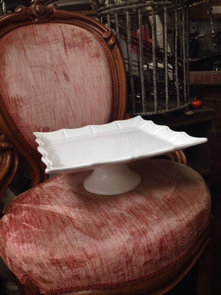 z69 square white ceramic cake plate stand 12" - For the Love of Pete ...