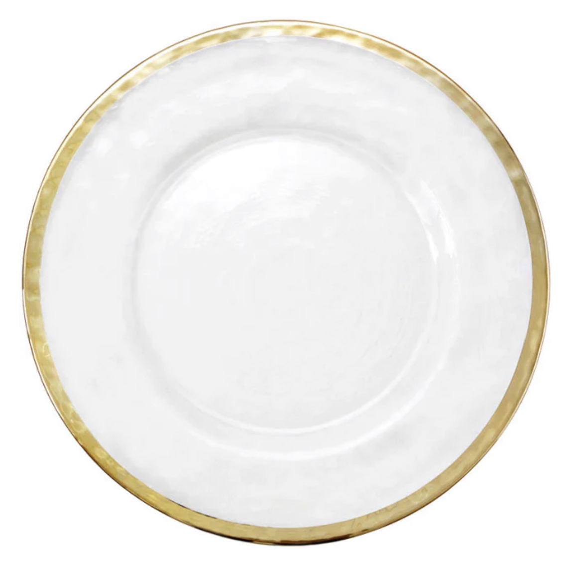 13" Gold Rim Hammered Glass Charger (12) - Eventology