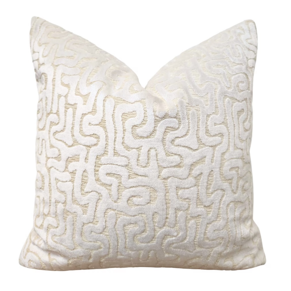Ivory Cut Velvet Pillow - Eventology