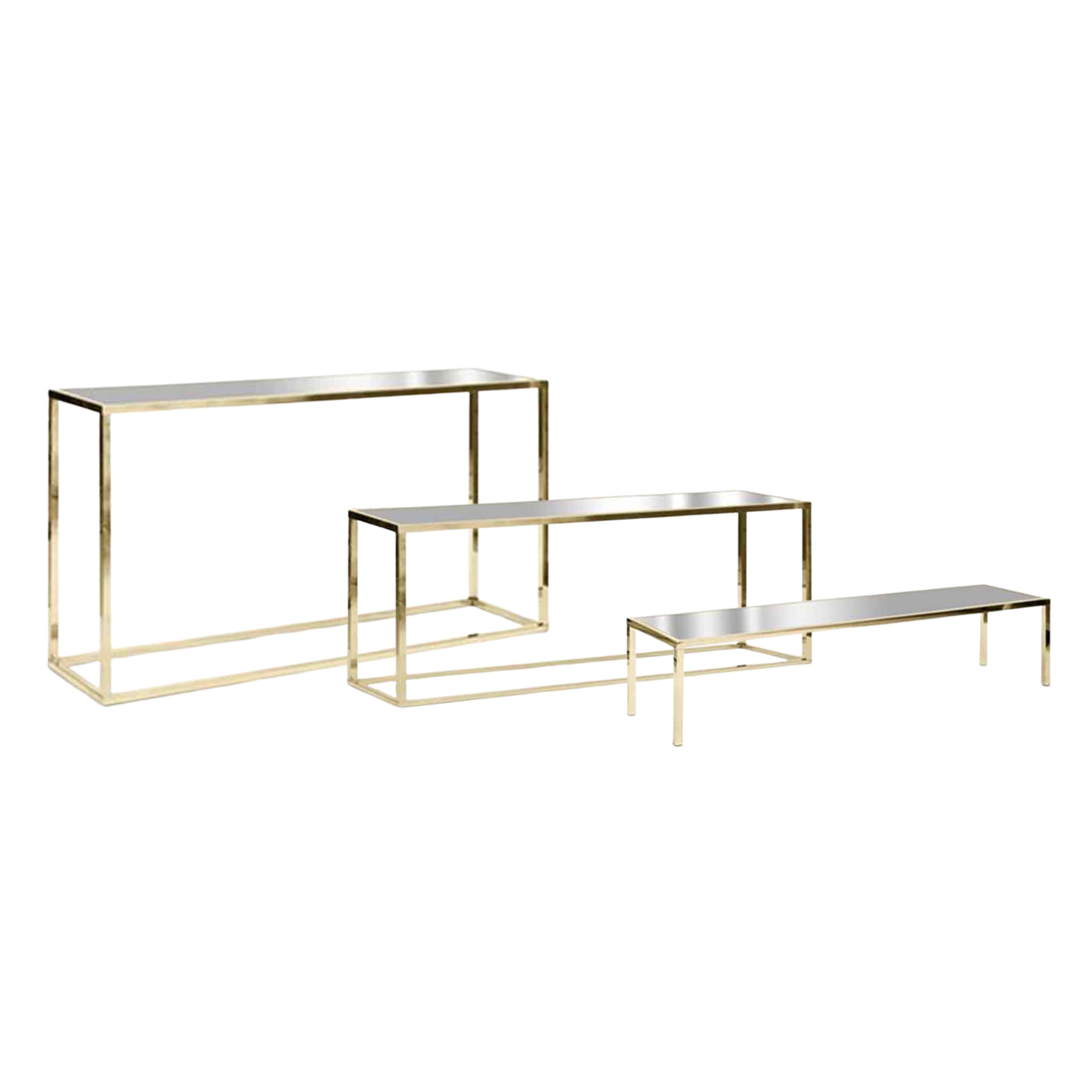 Gold Bentley Communal Table with Stainless Metal Insert - Set of 4 ...
