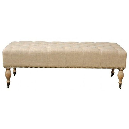 Madeline Tufted Linen Bench - Eventology