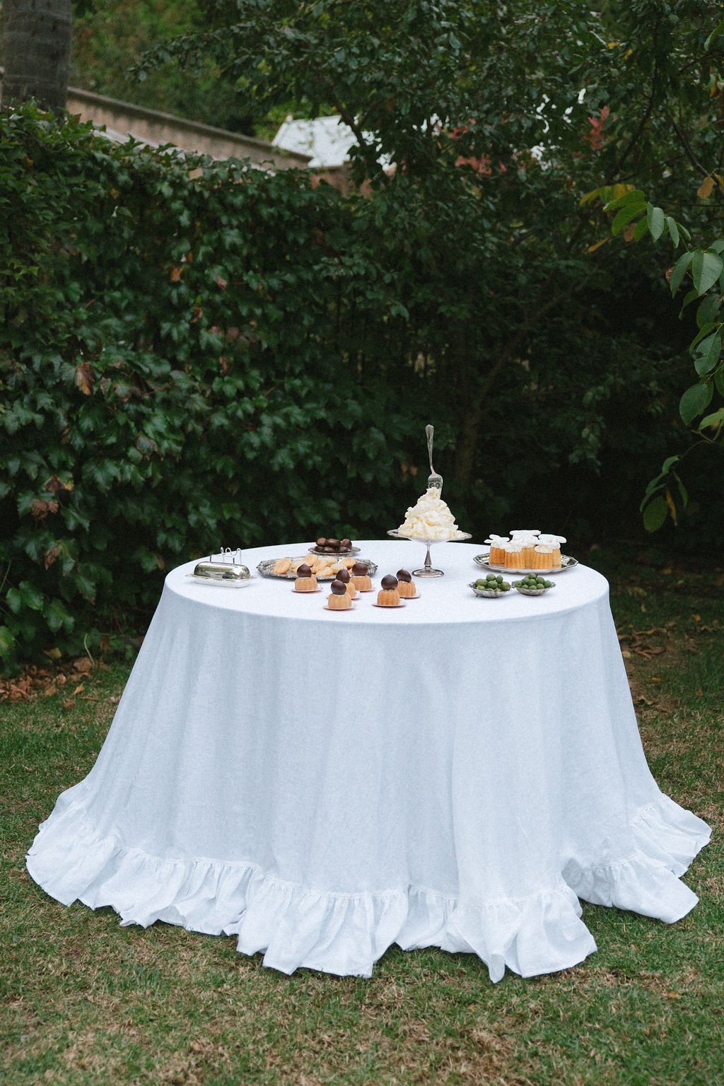 Ruffle White Round Tablecloth (270cm) - Found Collective