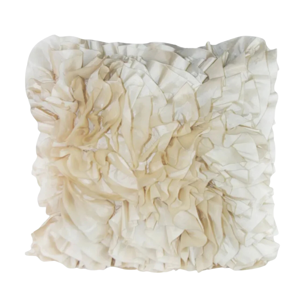 Toss Pillow: Ivory Ruffle Square - Linen + Loot | Event Rentals and Styling