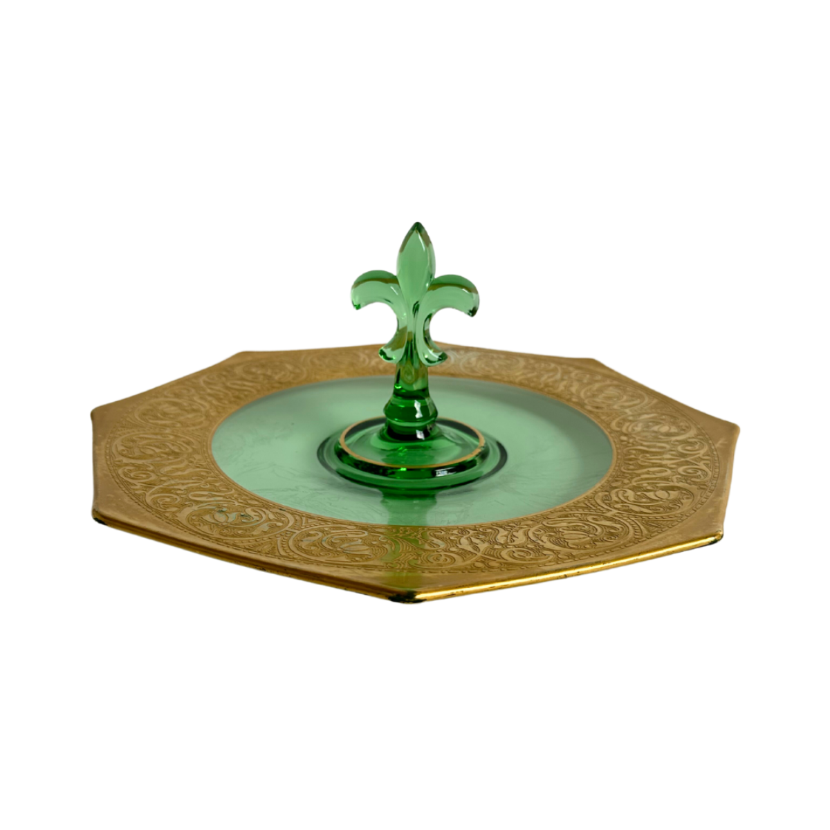 Lime Sorbet Handled Glass Tray - Relics Rentals