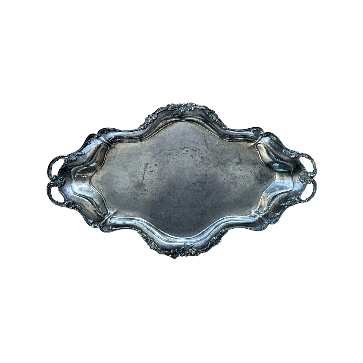 Silver Oval Handled Tray - S - Relics Rentals