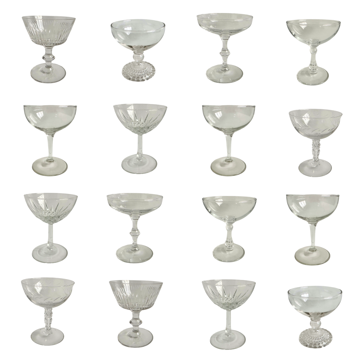 Clear Day Glass Coupe - Assorted - Relics Rentals