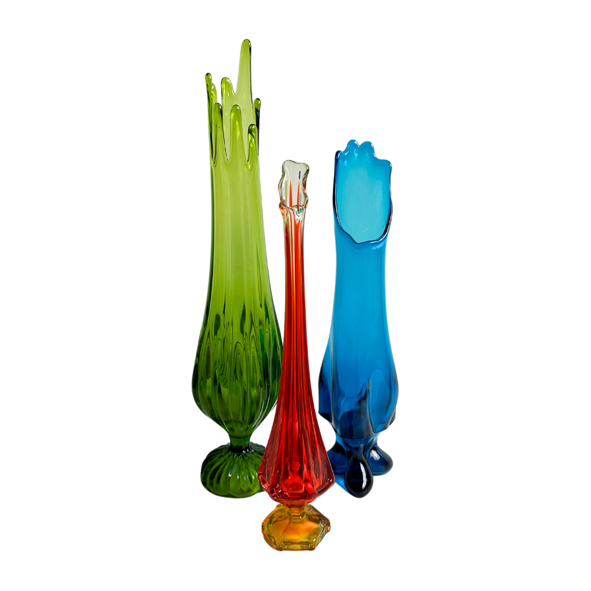 Set of 3 Drippy Glass Vases - Assorted - Relics Rentals