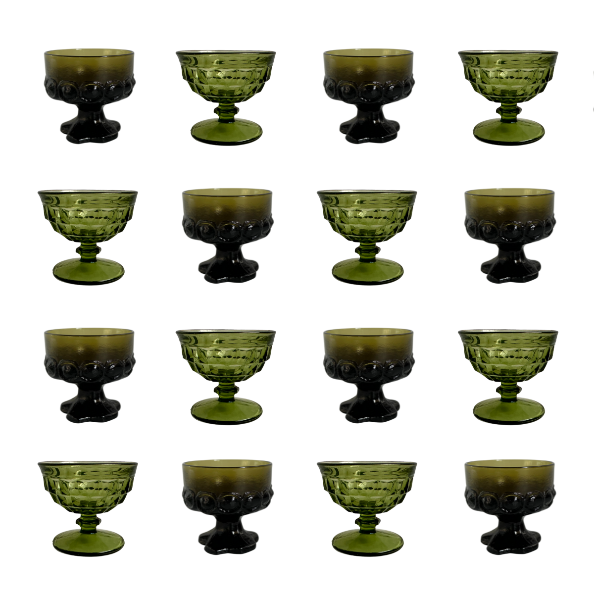 Moss & Peridot Glass Compote - Assorted - Relics Rentals